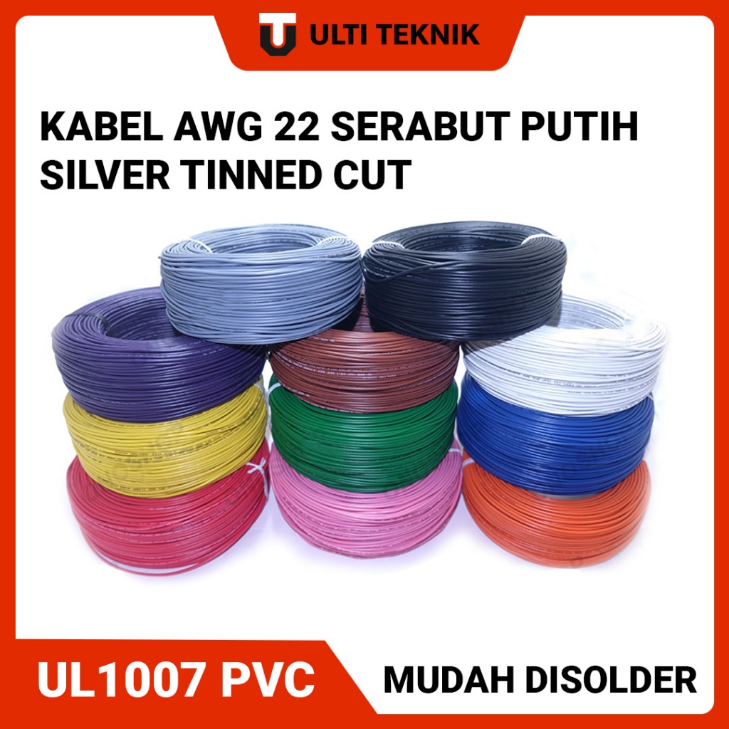 Jual Kabel AWG 22 Serabut Putih | Silver Tinned Cooper - Harga per meter | Shopee Indonesia