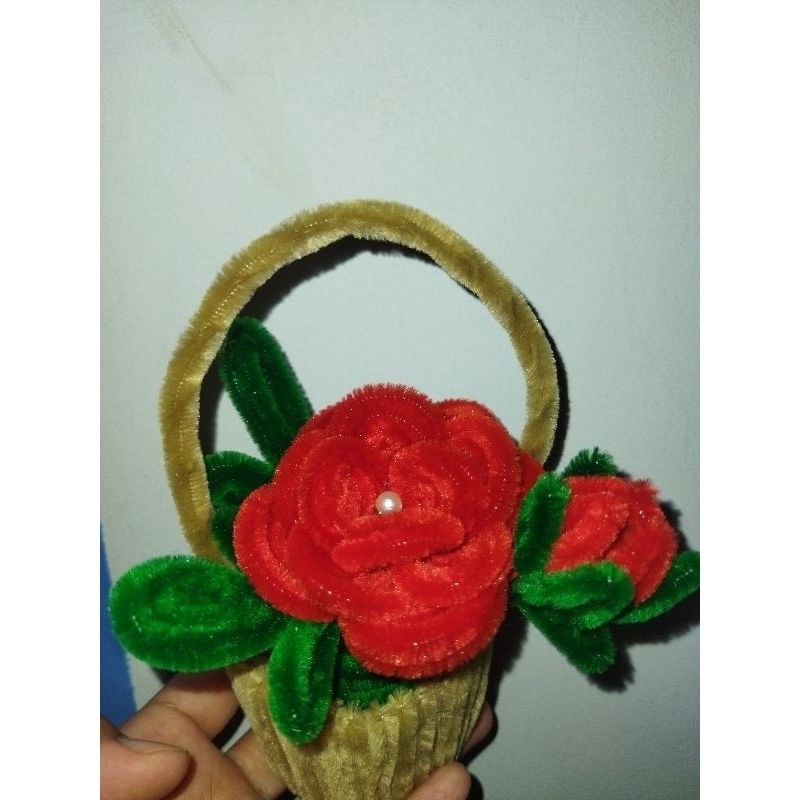 Jual bunga kawat bulu mawar keranjang | Shopee Indonesia