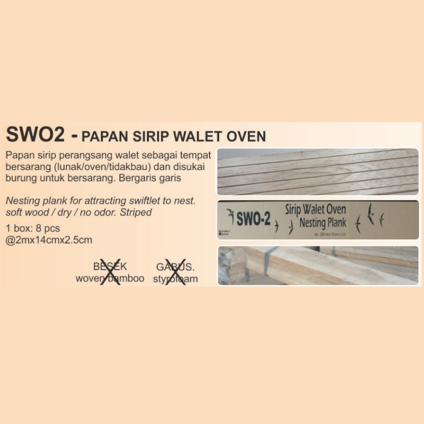 Jual Papan sirip walet swo2 1dus isi 8lembar panjang 2 meter | Shopee ...