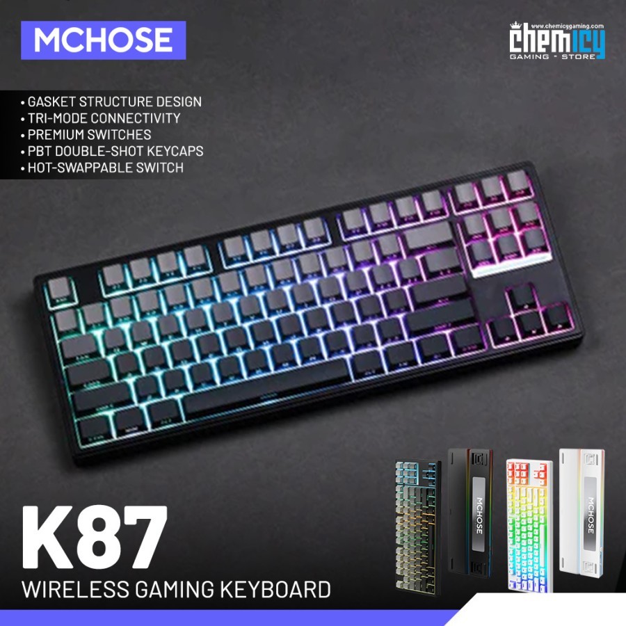 Jual MCHOSE K87 / K-87 TKL RGB Hotswap Tri-mode Wireless Mechanical Gaming Keyboard | Shopee ...
