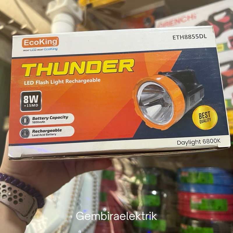 Jual ETH8855DL Ecoking Thunder LED flash light recharge 8W ETH8855DL ...
