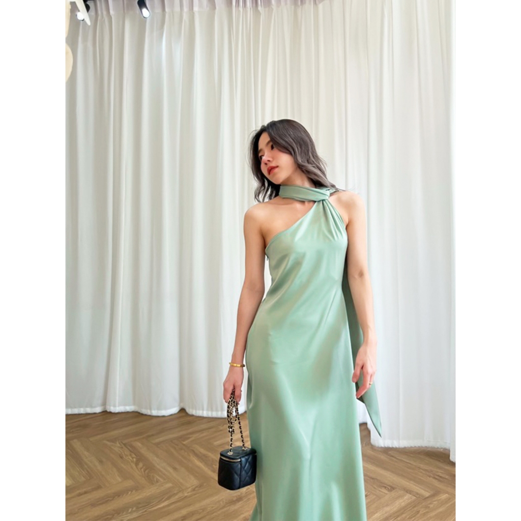 Jual StaceTheLabel | Clarisa Dress | Satin Long Party Terusan Maxi ...