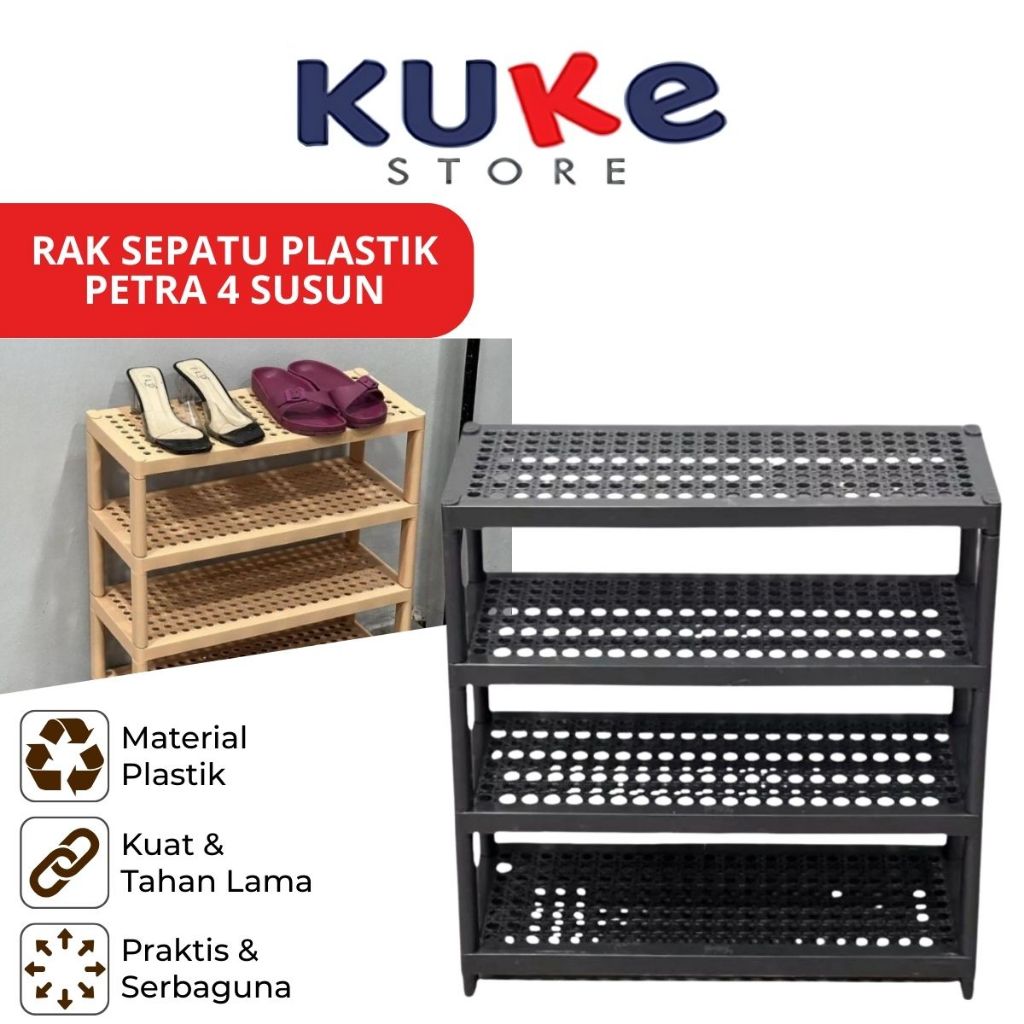 Jual KUKE Rak Sepatu Petra 4 Susun / Shoe Rack Plastic Minimalis ...