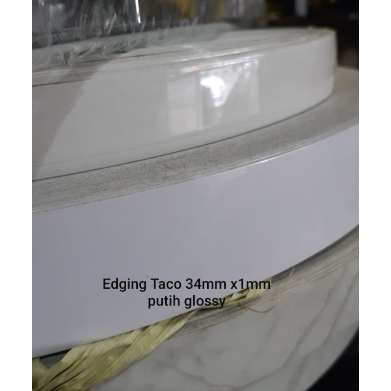 Jual Edging HPL Taco putih glossy lebar 34mm x tebal 1mm | Shopee Indonesia