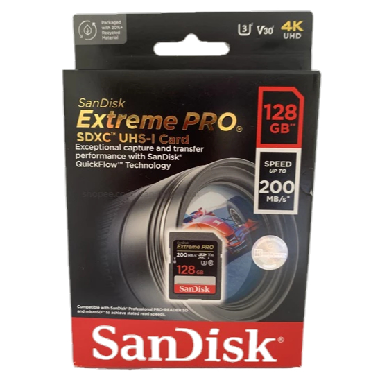 Jual Flashdisk SanDisk SDXC Card Extreme Pro 128GB UHS-I Class 10 U3 V30 for 4K UHD (Up to 200MB ...