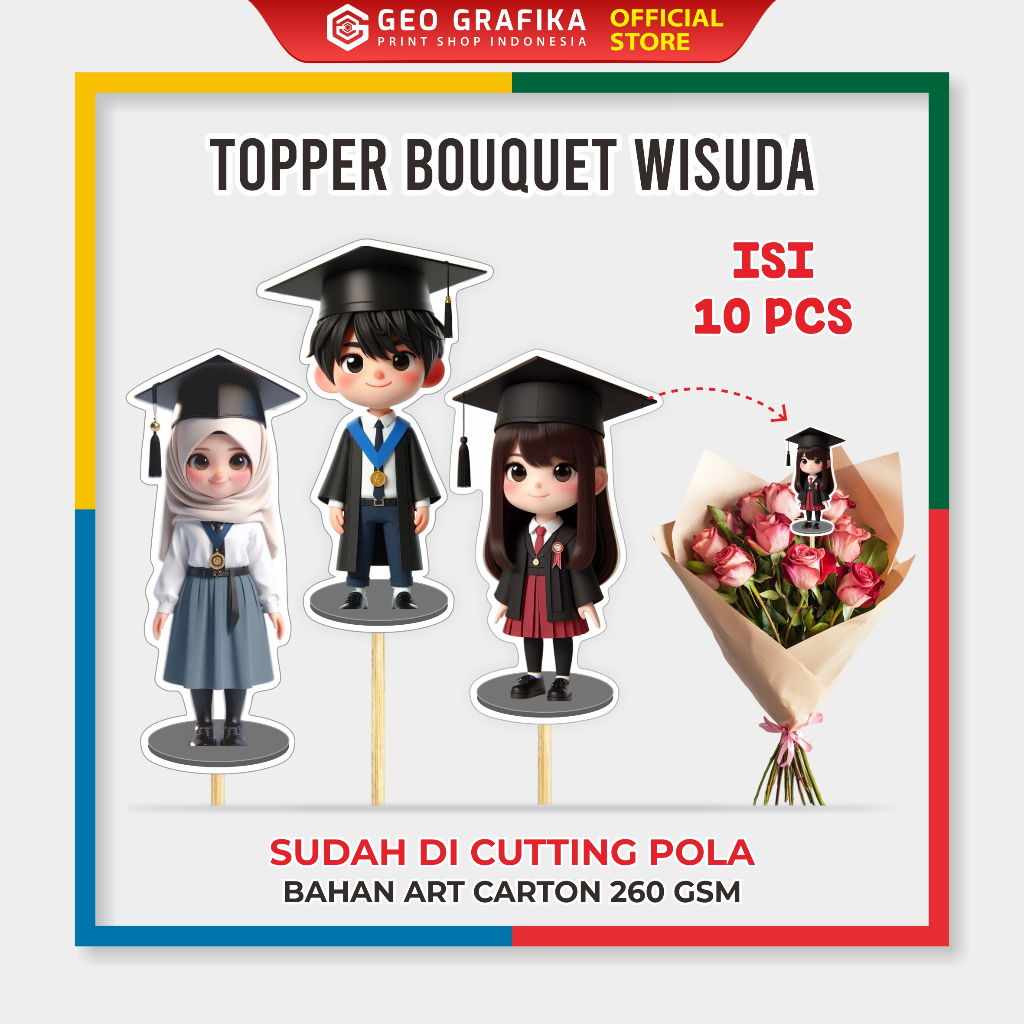 Jual Topper Bouquet Wisuda Karakter Lucu 3D - Geo Grafika | Shopee ...