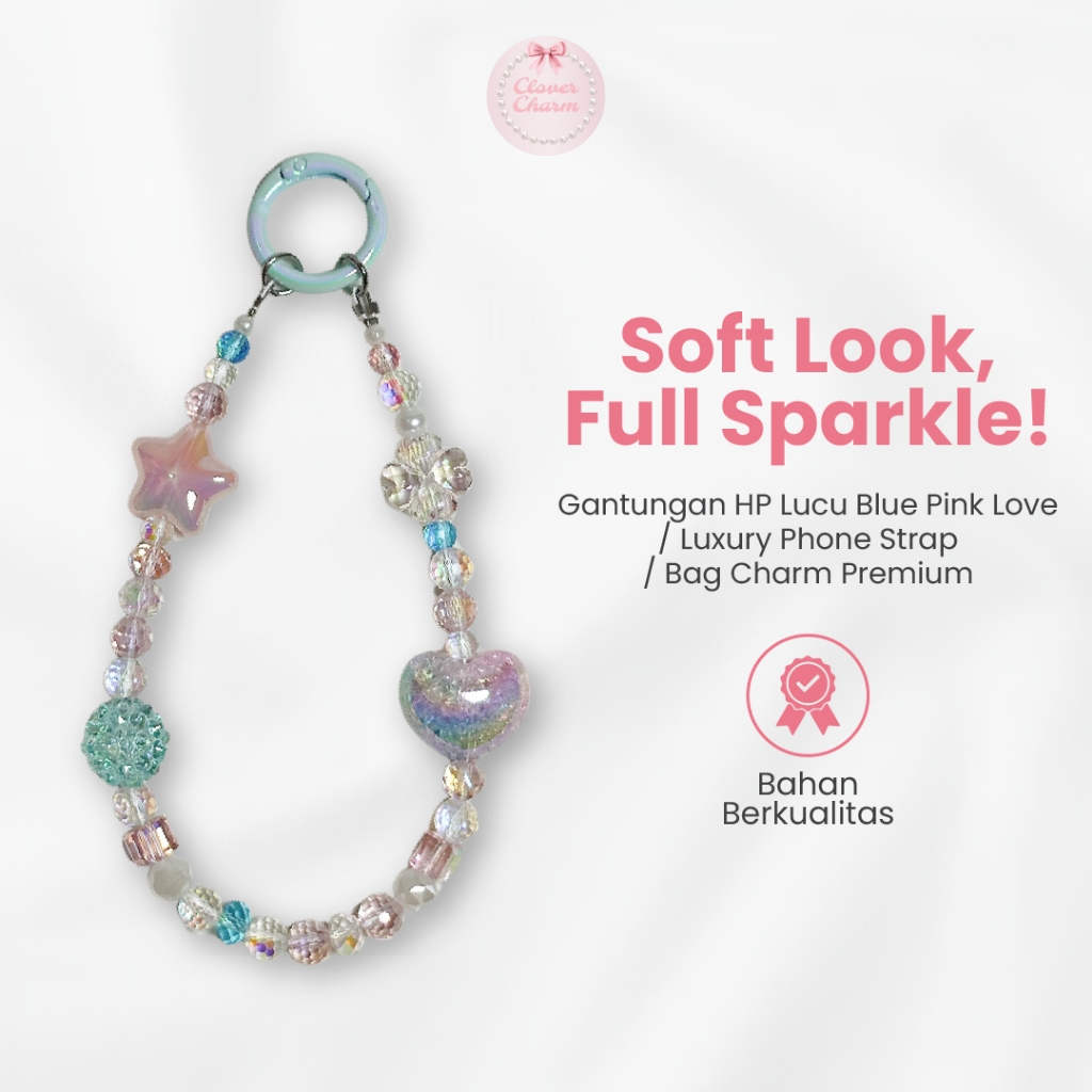 Jual Gantungan HP Warna Pastel Aksen Bintang dan Hati Pelangi Gaya Soft ...