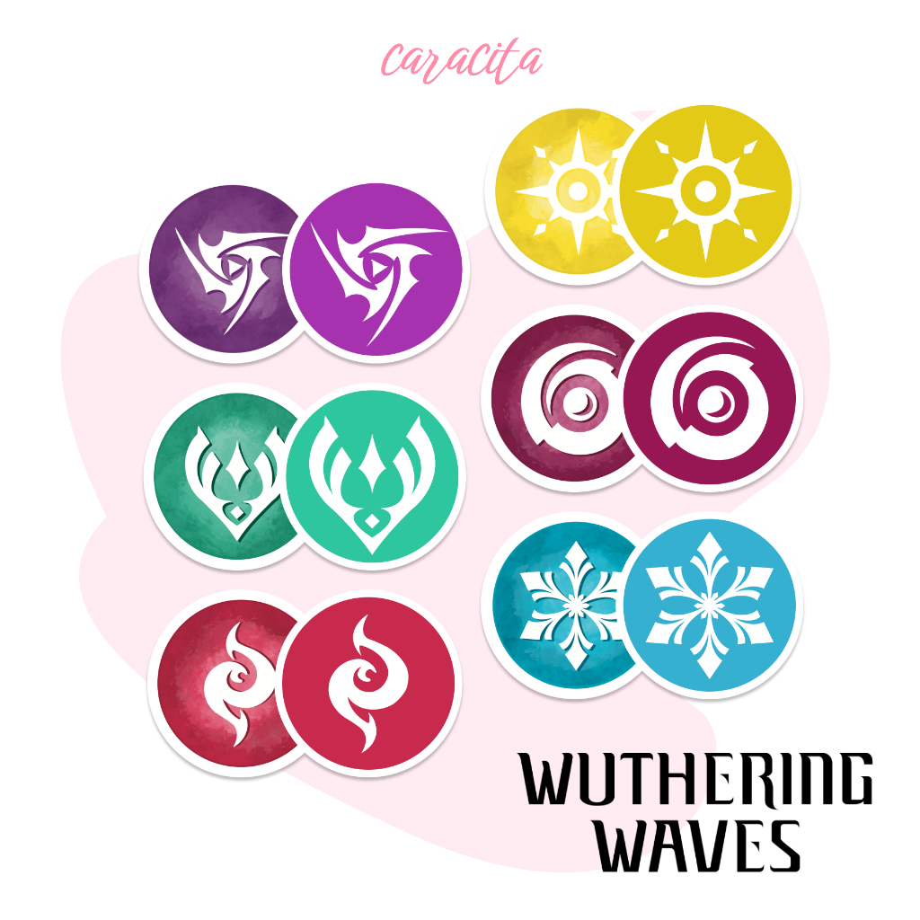 Jual Wuthering Waves (WuWa) | Attributes Element Stickers Electro Aero ...