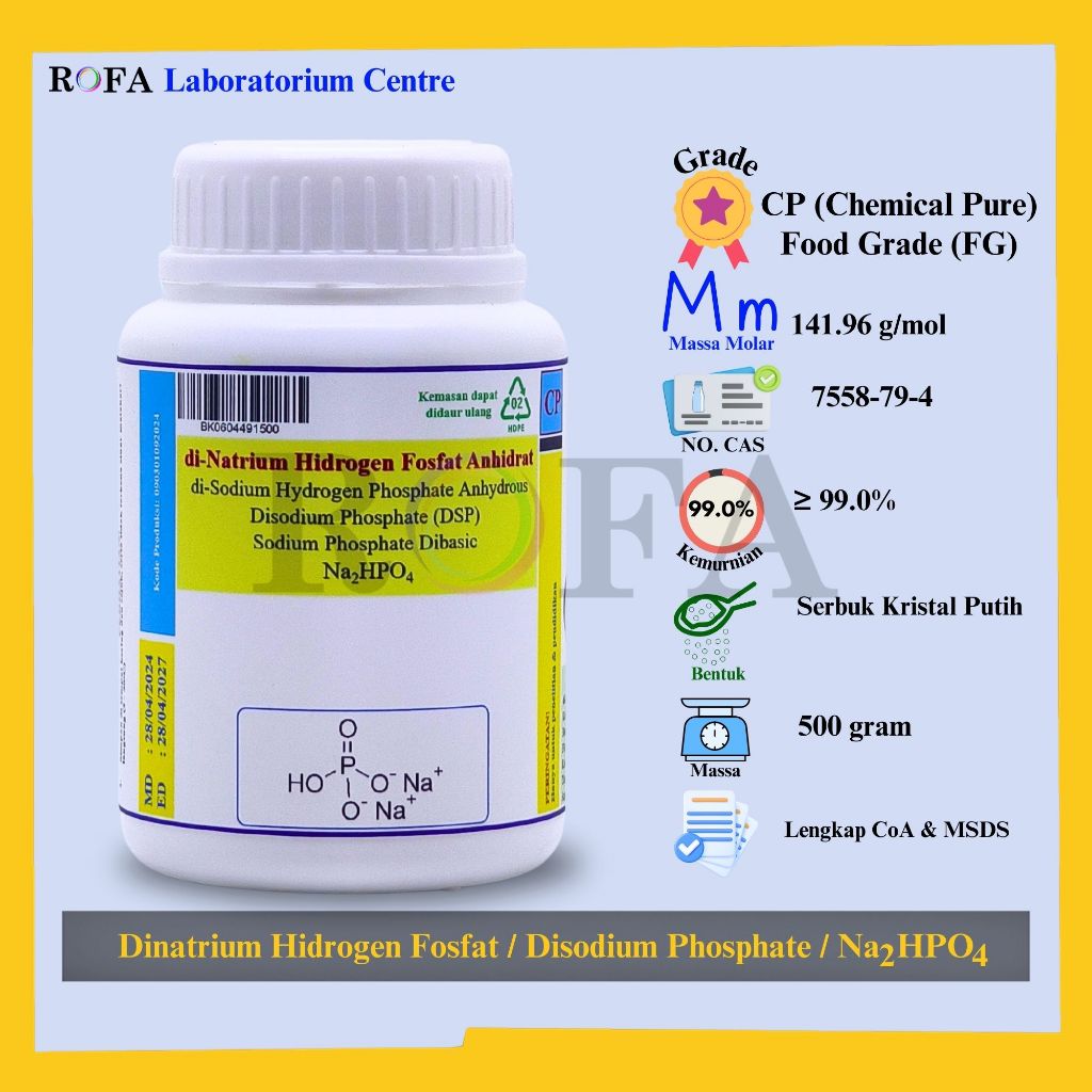 Jual Dinatrium Hidrogen Fosfat / Disodium Hydrogen Phosphate / Disodium Phosphate / DSP ...