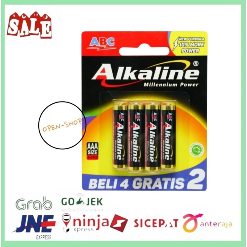 Jual Baterai ALKALINE ABC AAA isi 4+2. 1.5v | Shopee Indonesia