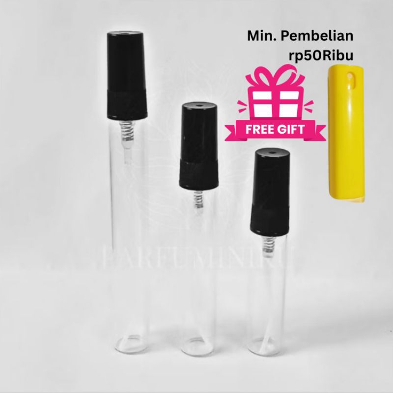 Jual 3ml BOTOL KACA SPRAY Refillable | Vial Parfum Decant Tutup Hitam ...