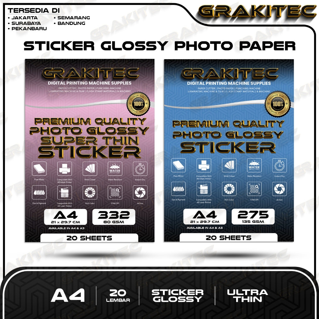 Jual Kertas Stiker Foto Glossy A4 135 Gsm 20 Lembar - Glossy Photo ...