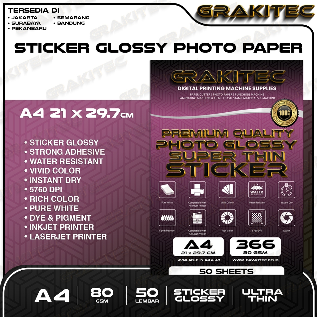Jual Sticker Glossy Photo Paper A4 - Isi 50 Lembar Glossy Photo Sticker ...
