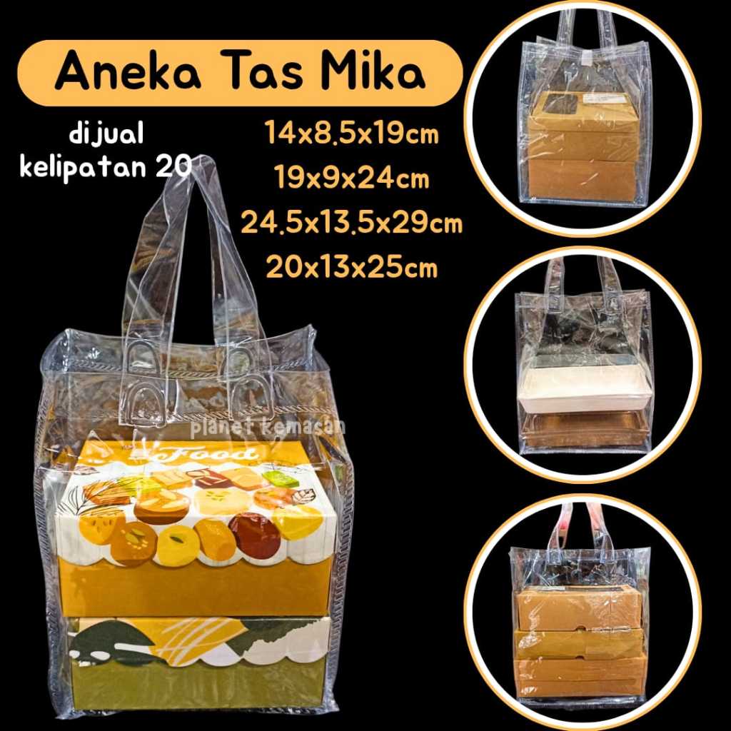 Jual [KELIPATAN 20] tas mika bening transparan tas mika pvc polos ...