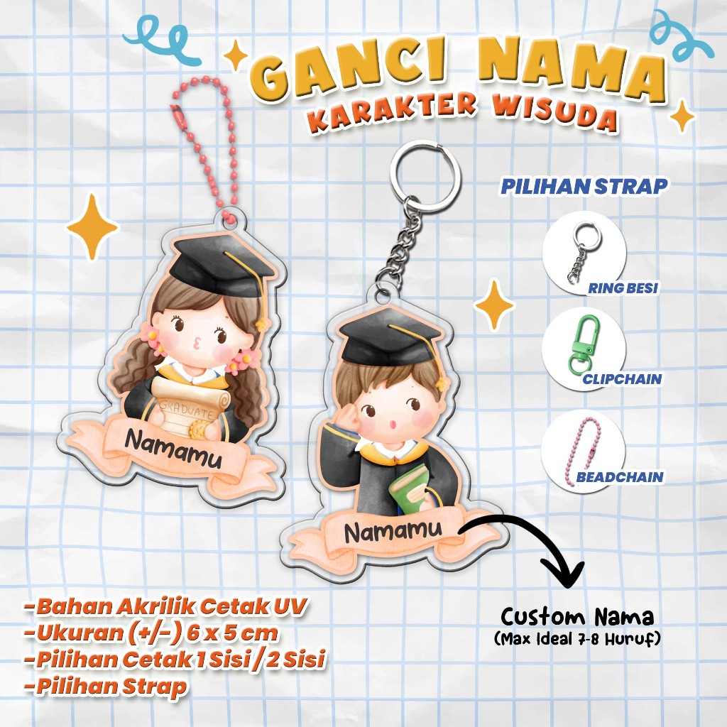 Jual Gantungan Kunci Nama Kado Wisuda / Kelulusan - GANCI CUSTOM - TEMA ...