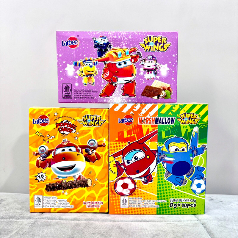 Jual Larbee Super Wings Chocolate Marshmallow Poping Candy Biscuit ...