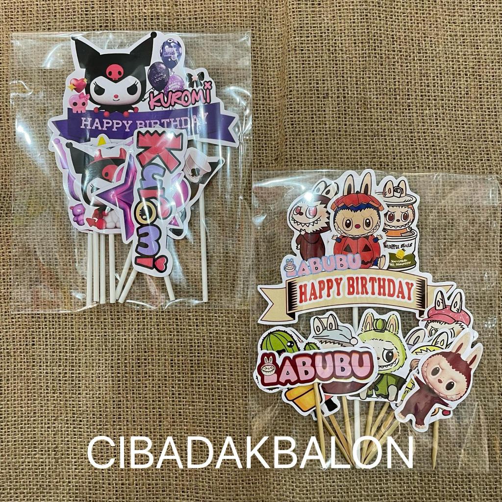 Jual Cake Topper Happy Birthday HBD Labubu Kuromi Sanrio / Hiasan Kue ...