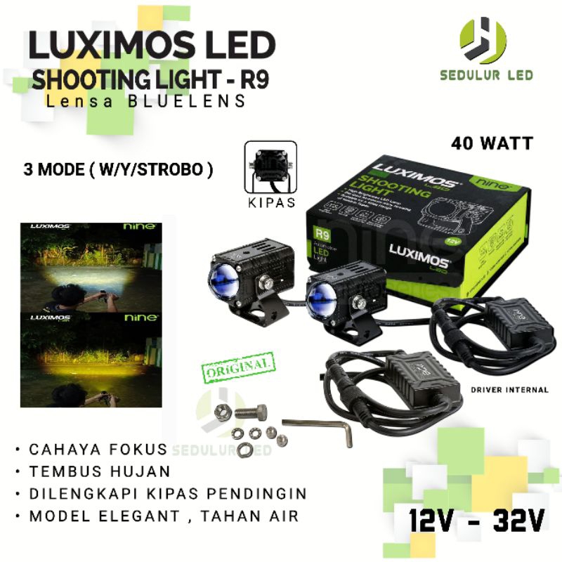 Jual LAMPU TEMBAK SOROT LED LUXIMOS R9 dan R2 LASER 2 WARNA 3 MODE 40W ...