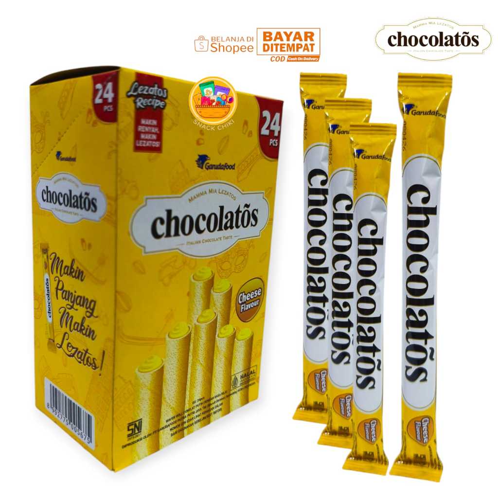 Jual CHOCOLATOS WAFER ROLL 1000 DENGAN RASA CHEESE/KEJU 1 BOX 24 PCS ...