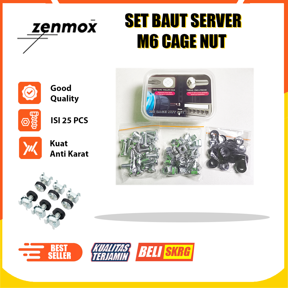Jual (ORIGINAL) M6 Cage Nut Rackmount Cagenut Baut Rak Server Wallmount ...