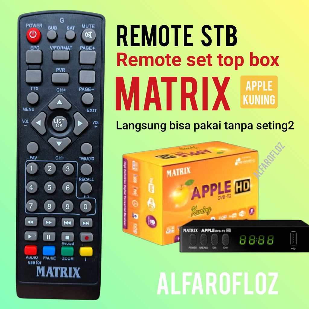 Jual Remote matrix hd apple kuning stb se top box remot langsung pakai ...
