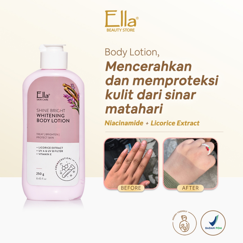 Jual Ella Skincare SHINE BRIGHT WHITENING BODY LOTION protect and ...