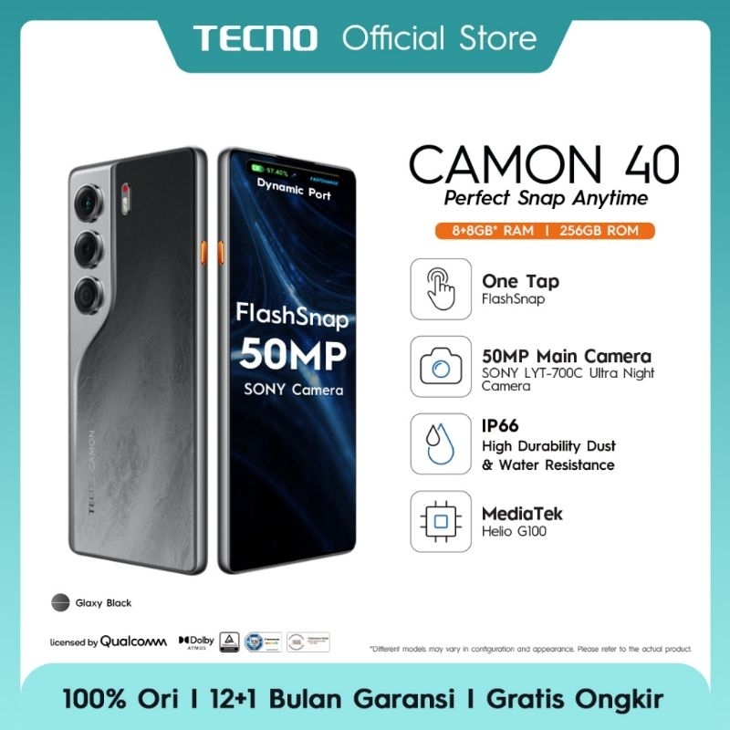 Jual TECNO CAMON 40 RAM 8+8/256 GARANSI RESMI TECNO 13 BULAN | Shopee Indonesia