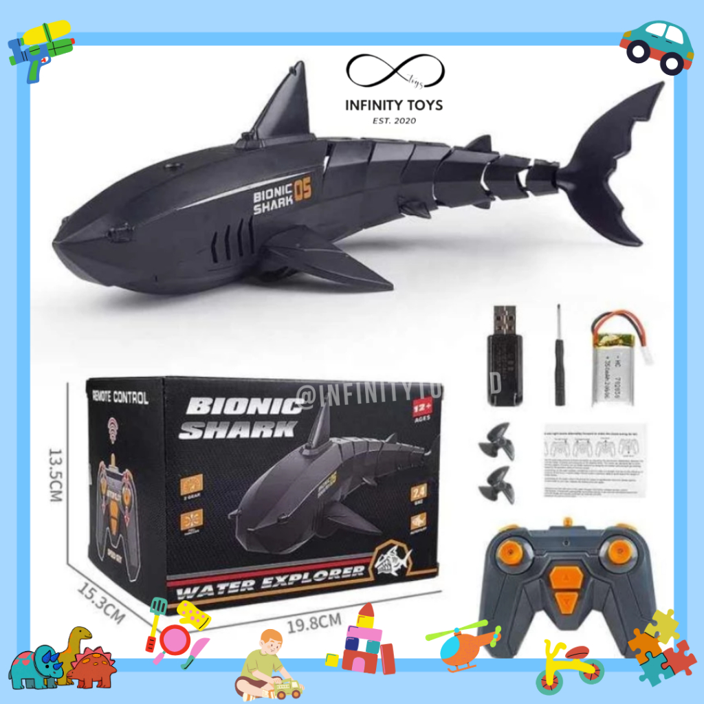 Jual Mainan Remote Control Anak Shark R/C Ikan Hiu Waterproof Tahan Air ...