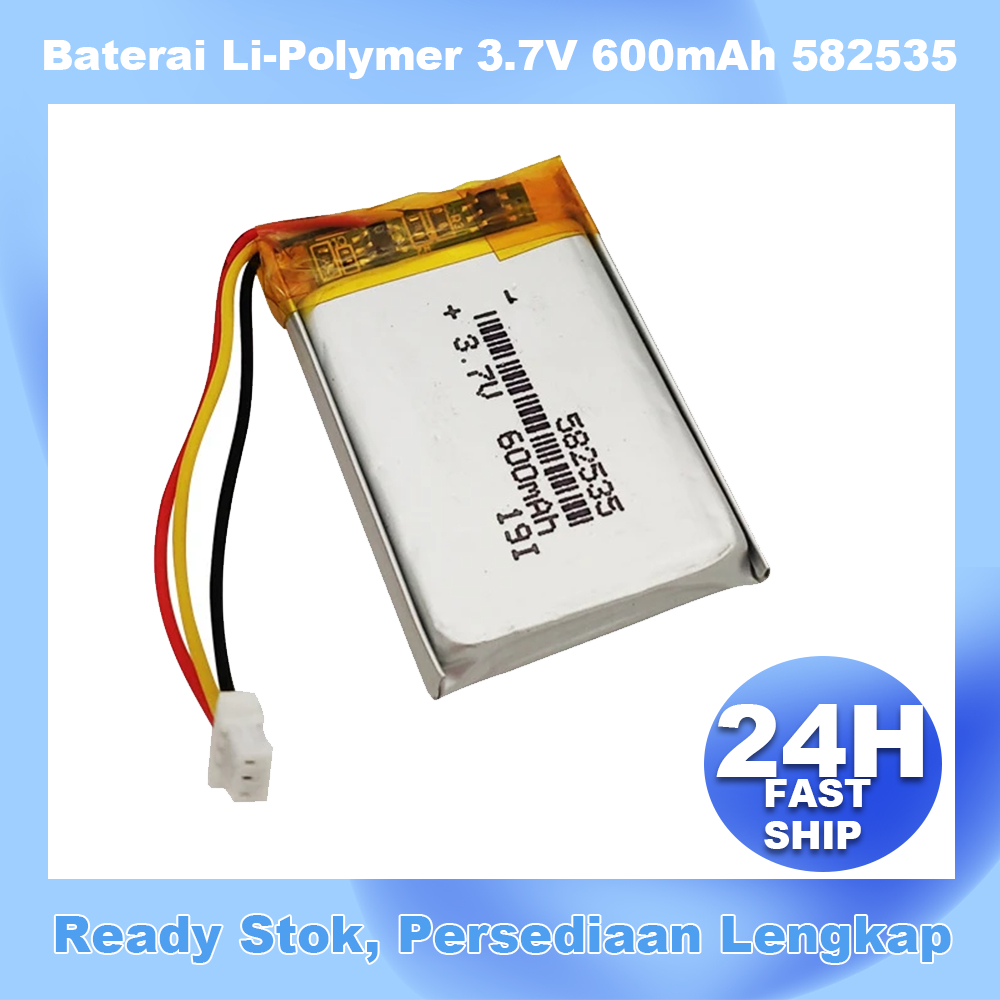 Jual Baterai Li-Polymer 3.7V 600mAh 582535 untuk Speaker Bluetooth ...