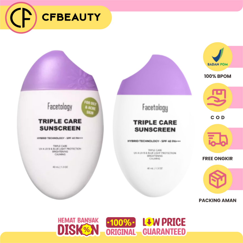 Jual FACETOLOGY TripleCare Sunscreen / Triple Care Sunscreen for Oily ...