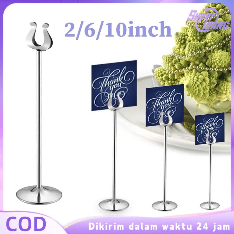Jual 2/6/10inch Table Menu Holder Stainless Stand Menu Meja Tiang Nomor ...