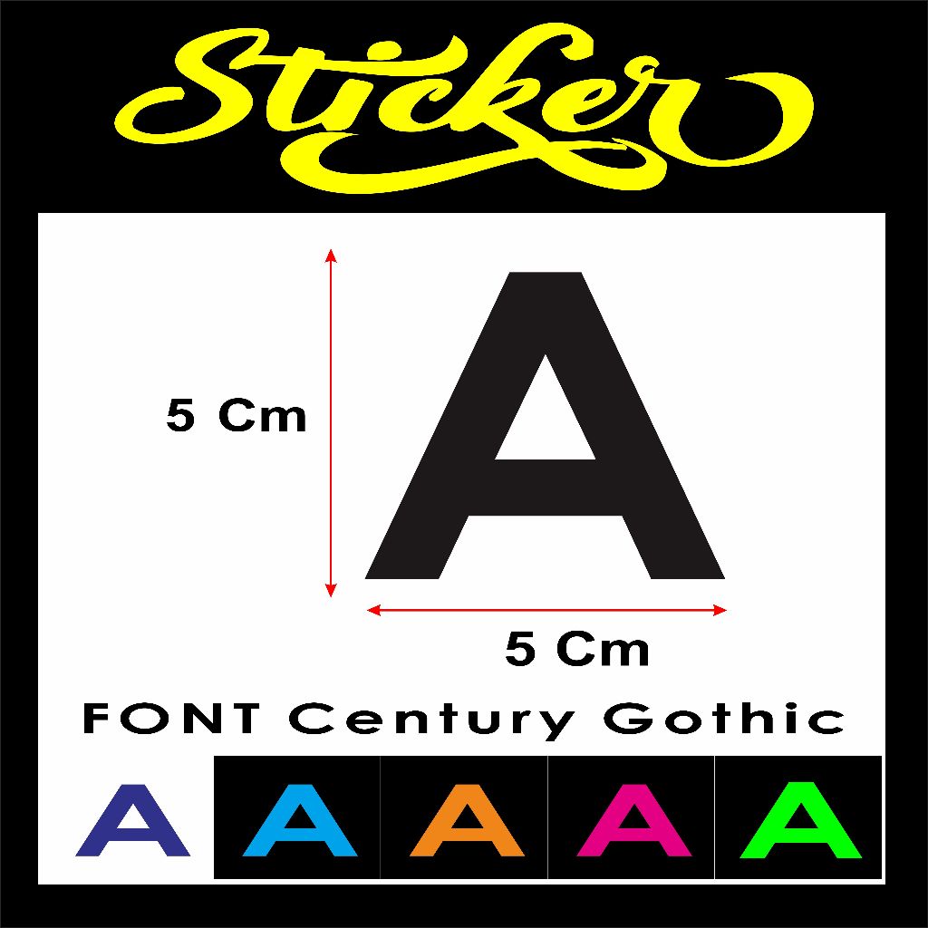Jual STIKER CUTTING HURUF / ABJAD JUAL SATUAN NAMA FONT FONT Century ...