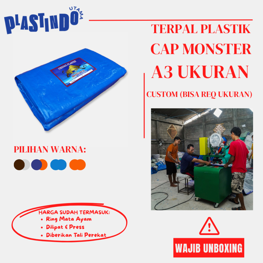 Jual TERPAL PLASTIK A3 CAP MONSTER UKURAN CUSTOM (BISA REQUEST UKURAN ...