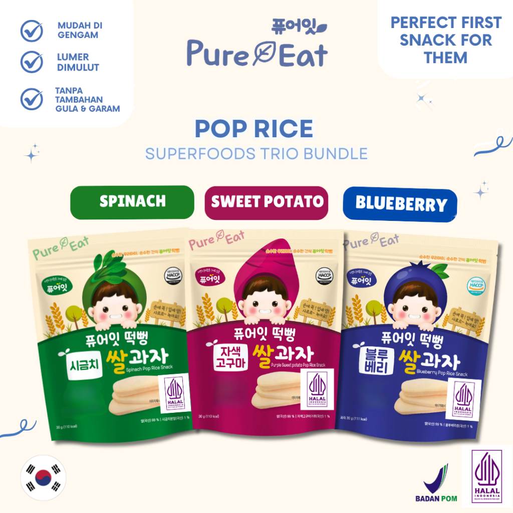 Jual [Bundle of 3] Pure Eat Pop Rice Bundle - Snack Korea Mudah ...