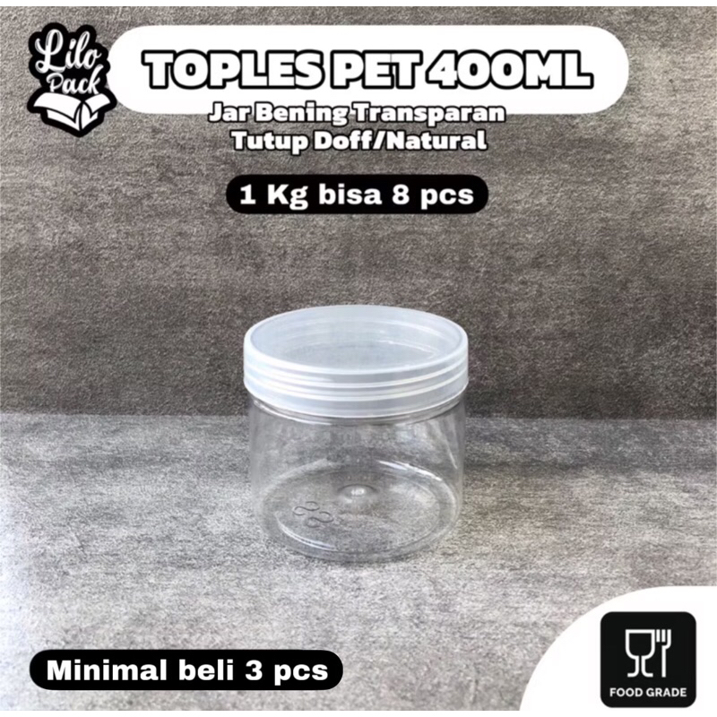 Jual [ECER min. 5 pcs] Toples Jar Silinder Plastik Bening PET 400ml / Toples Tabung Bulat 400ml ...