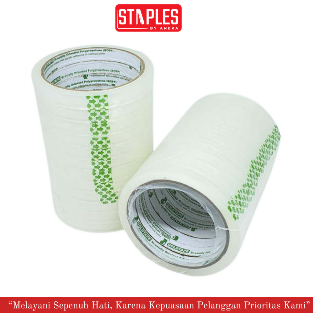 Jual Isolasi Selotip Bening Goldtape Core Hijau 0.5 inch 12mm / 1 inch ...