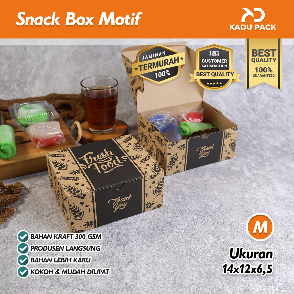 Jual Isi 25 Pcs Snack Box 12x14 | Dus Kue | Motif | 300 GSM | Size M ...