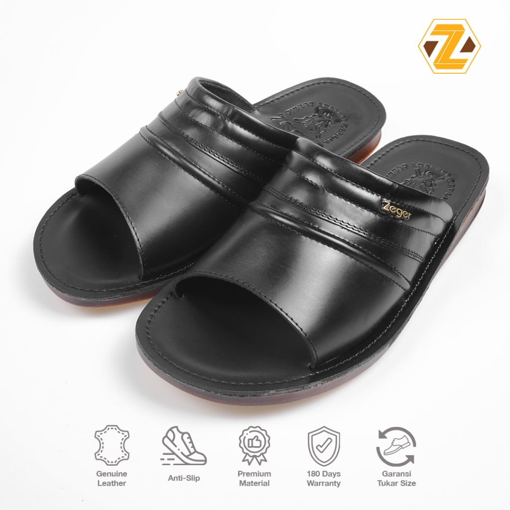Jual ZEGER Sandal Kulit Pria Selop Kokop - TM 323 | Shopee Indonesia