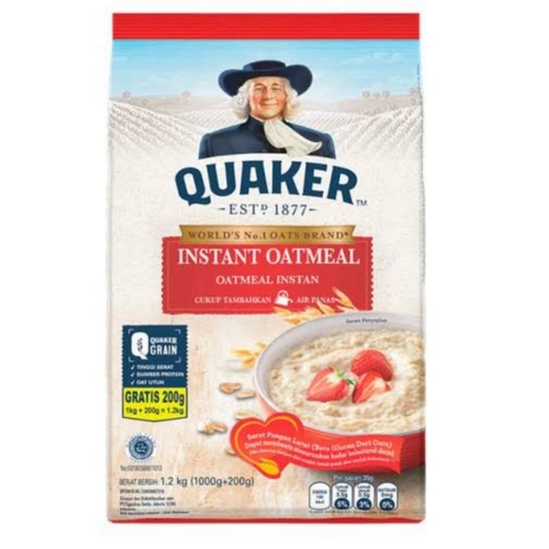 Jual Quaker Instant Oat 1000+200 gram/Cereal Oat/Instant Oat | Shopee ...