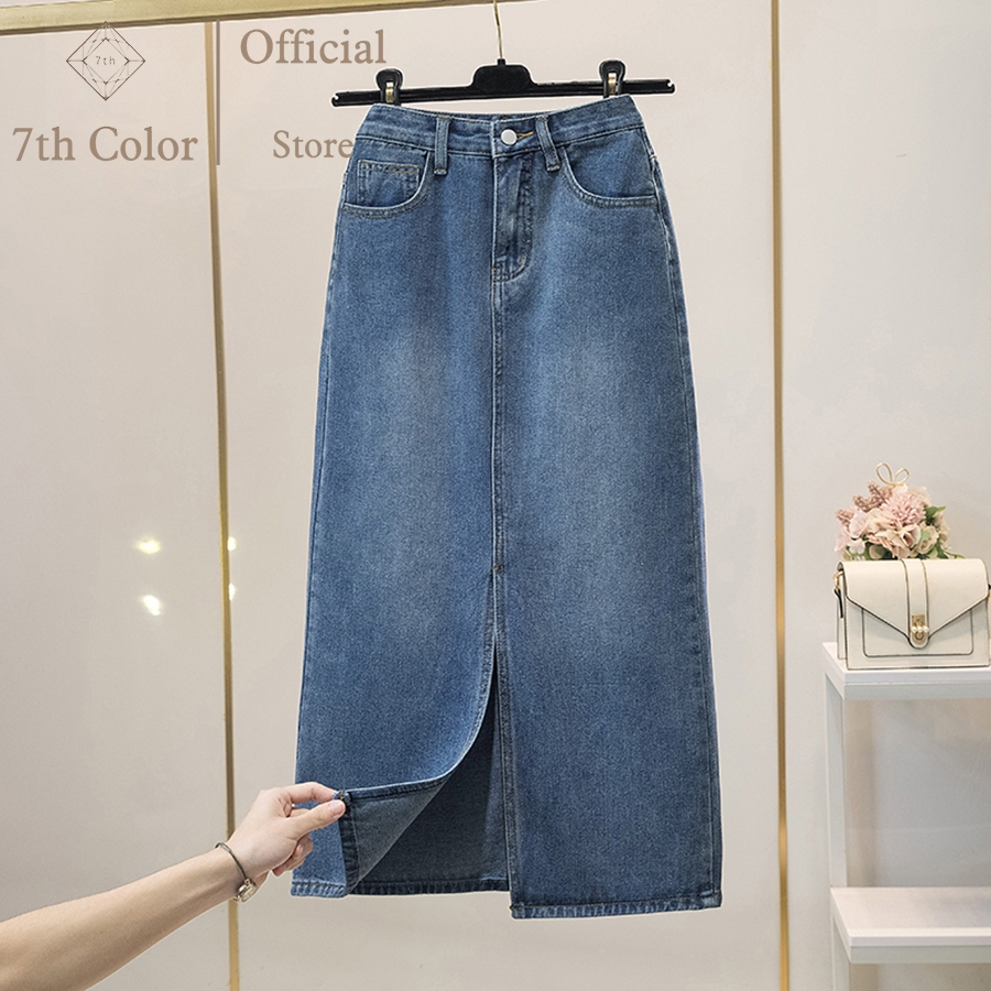 Jual 7th Color / Rok Jeans Panjang Rok Midi Skirt Rok A Line Rok ...