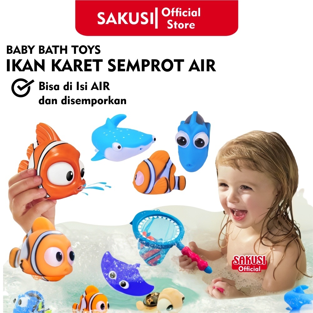Jual Sakusi Mainan Mandi Anak Bayi Bentuk Ikan Karet Nemo Karet Semprot ...