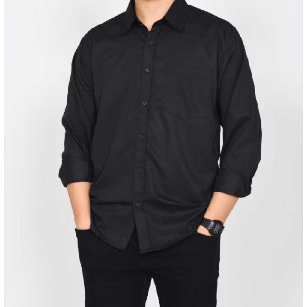 Jual Kemeja Kantor Pria Polos Lengan Panjang Jumbo Slimfit Premium ...