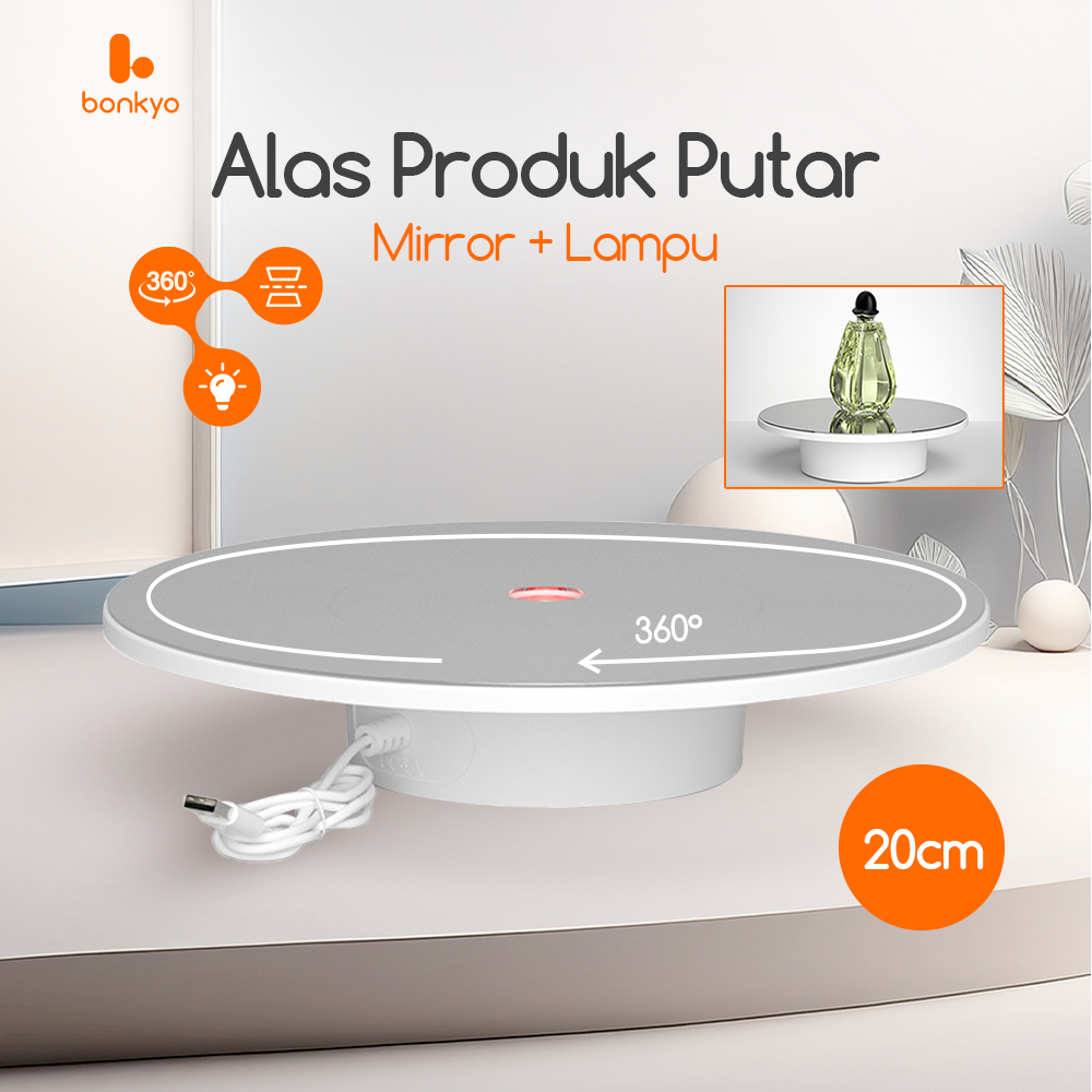Jual Bonkyo Meja Rotating Stand Display Mirror RGB lighting turntable ...