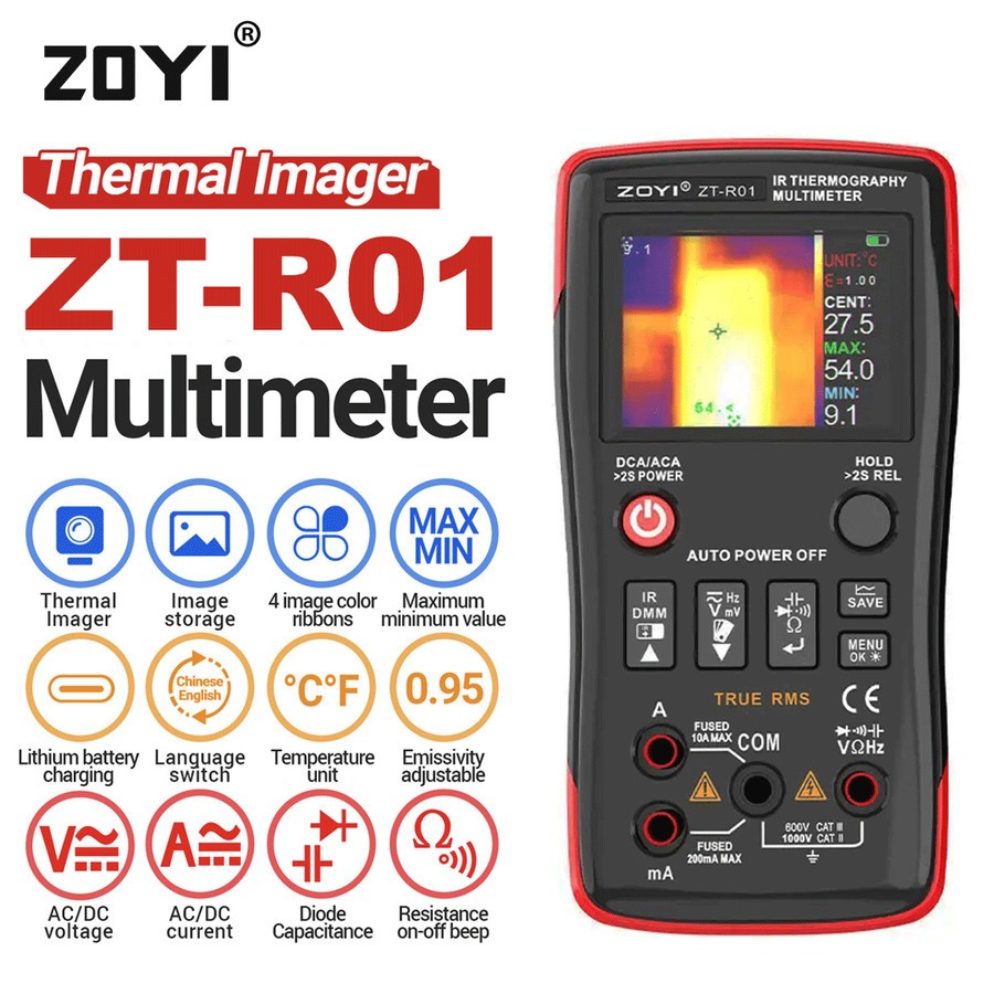 Jual ZOYI ZT-R01 2in1 Infrared Thermal Imager Digital Multimeter 25000 ...