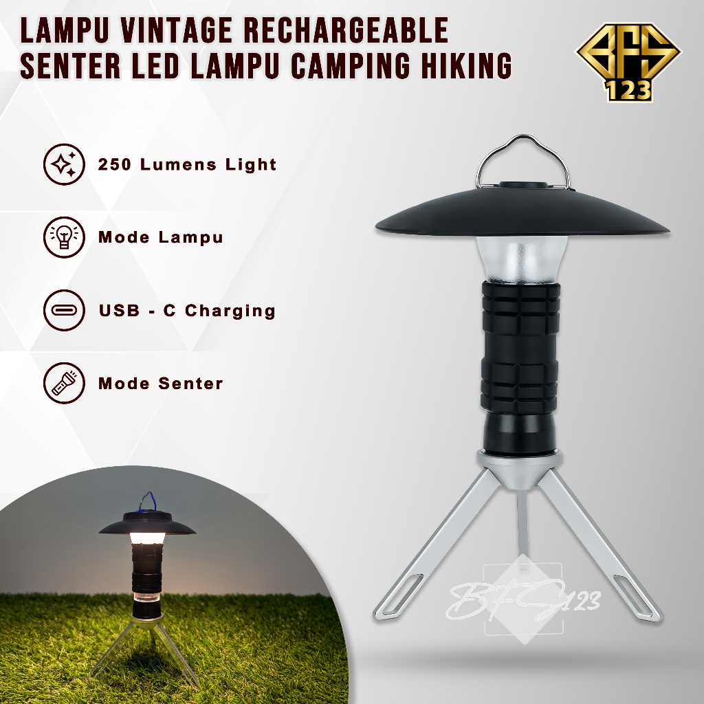 Jual Lampu Tenda Camping Lampu Camping Vintage Rechargeable Senter LED ...
