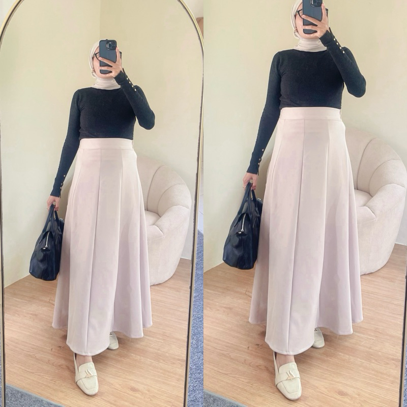 Jual Maudy rok flare mayung korean look rok scuba premium jatuh rok a ...