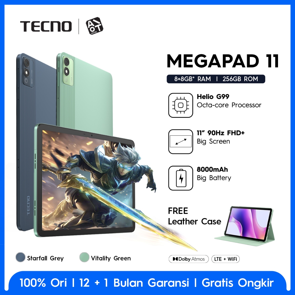 Jual TECNO MEGAPAD 11 8+8GB*256GB, 11inch Ultra Screen with Eye Care ...