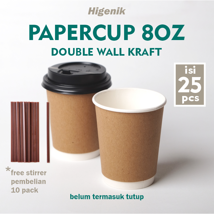 Jual Papercup Double Wall Kraft 8 oz / Papercup Murah Gelas Kertas 8oz | Shopee Indonesia