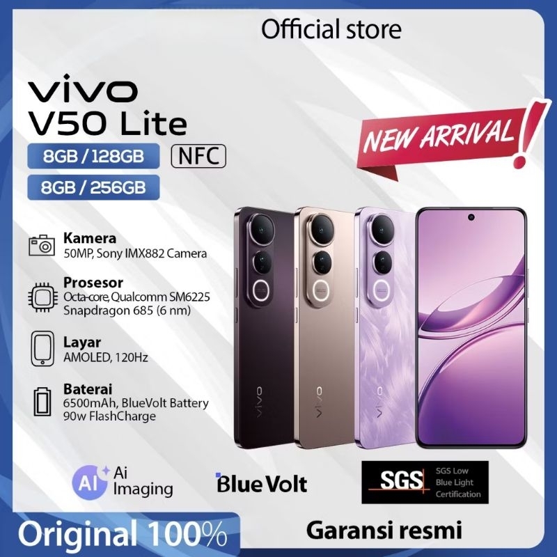 Jual Vivo V50 | V50 Lite 5G | 4G Ram 8/128 | 8/256 | 12/512 GB Original Garansi Resmi Vivo ...