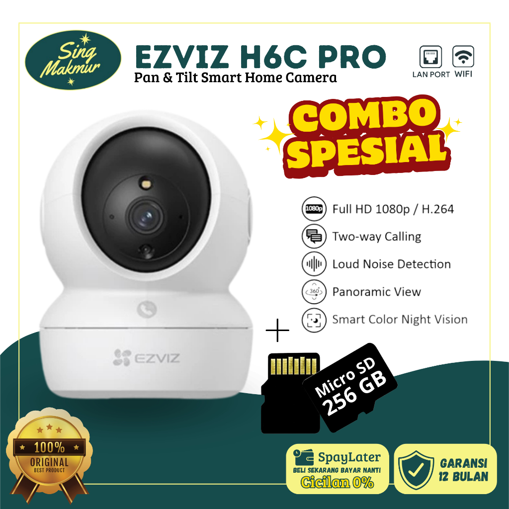Jual Ezviz H6c Pro 2MP Smart Wifi Pan Tilt IP Camera CCTV Indoor 1080p ...